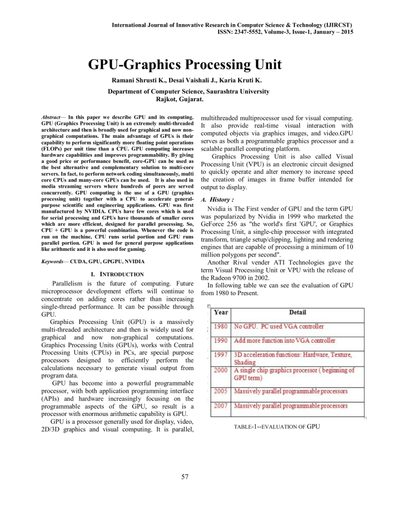 GPU Computing: Architecture, Advantages, and Applications