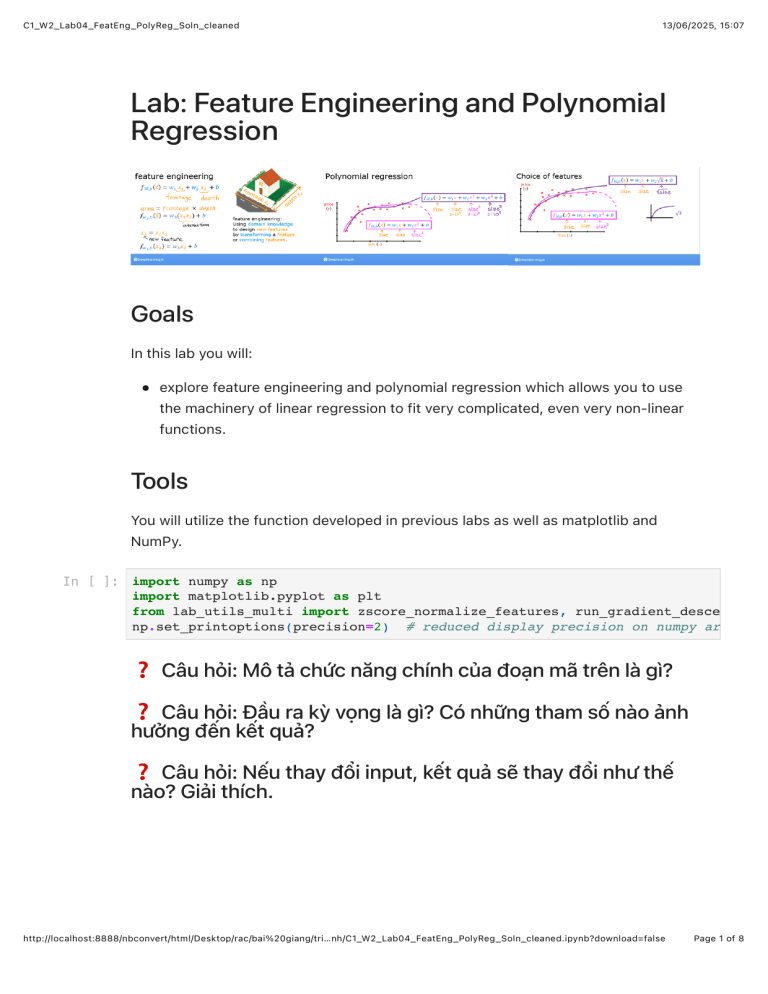 Feature Engineering & Polynomial Regression Lab