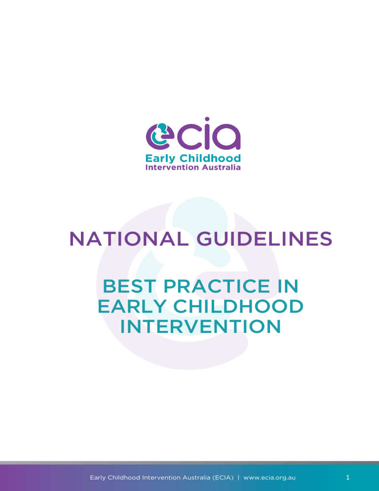 ECI Best Practice Guidelines: National Standards for Early Intervention