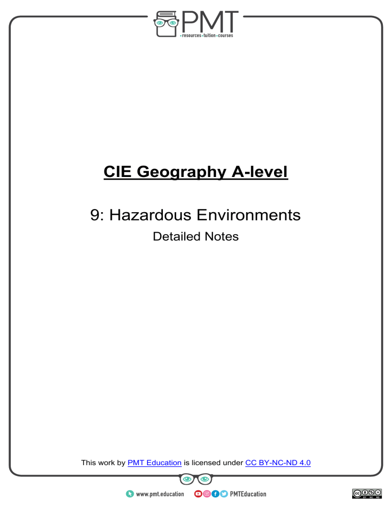 CIE A-level Geography: Tectonic & Volcanic Hazards Notes