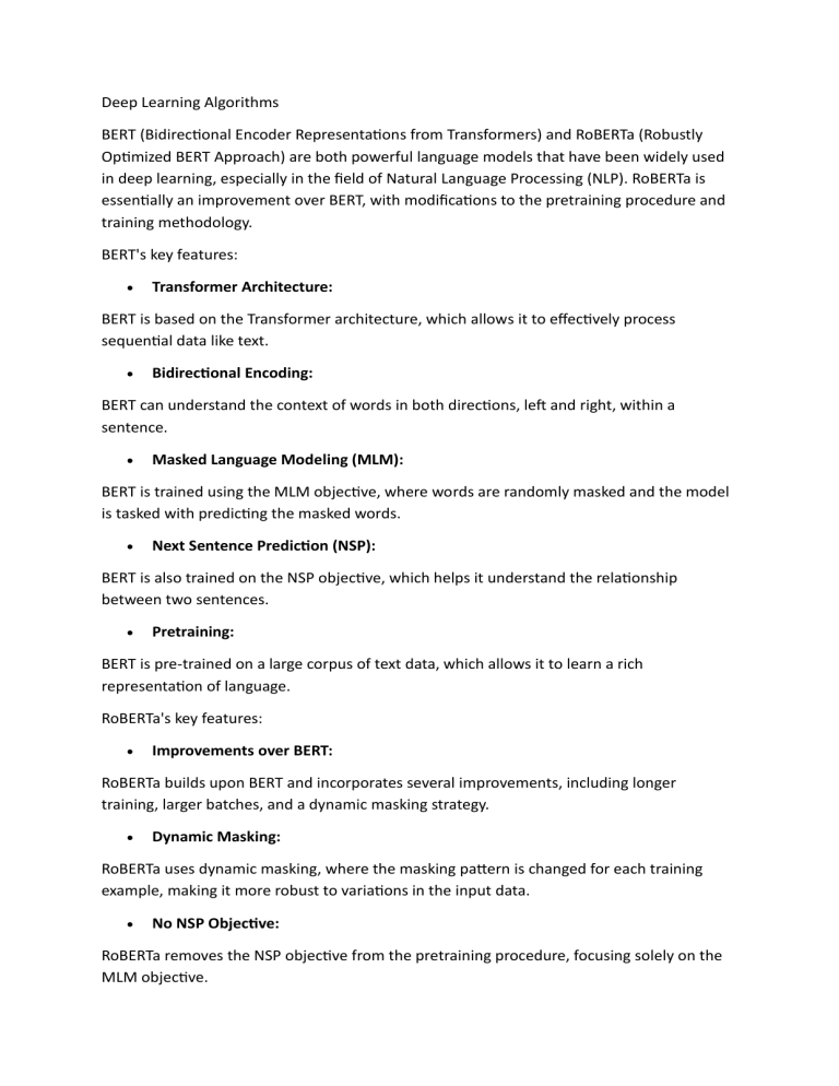 BERT & RoBERTa: Deep Learning Language Models in NLP