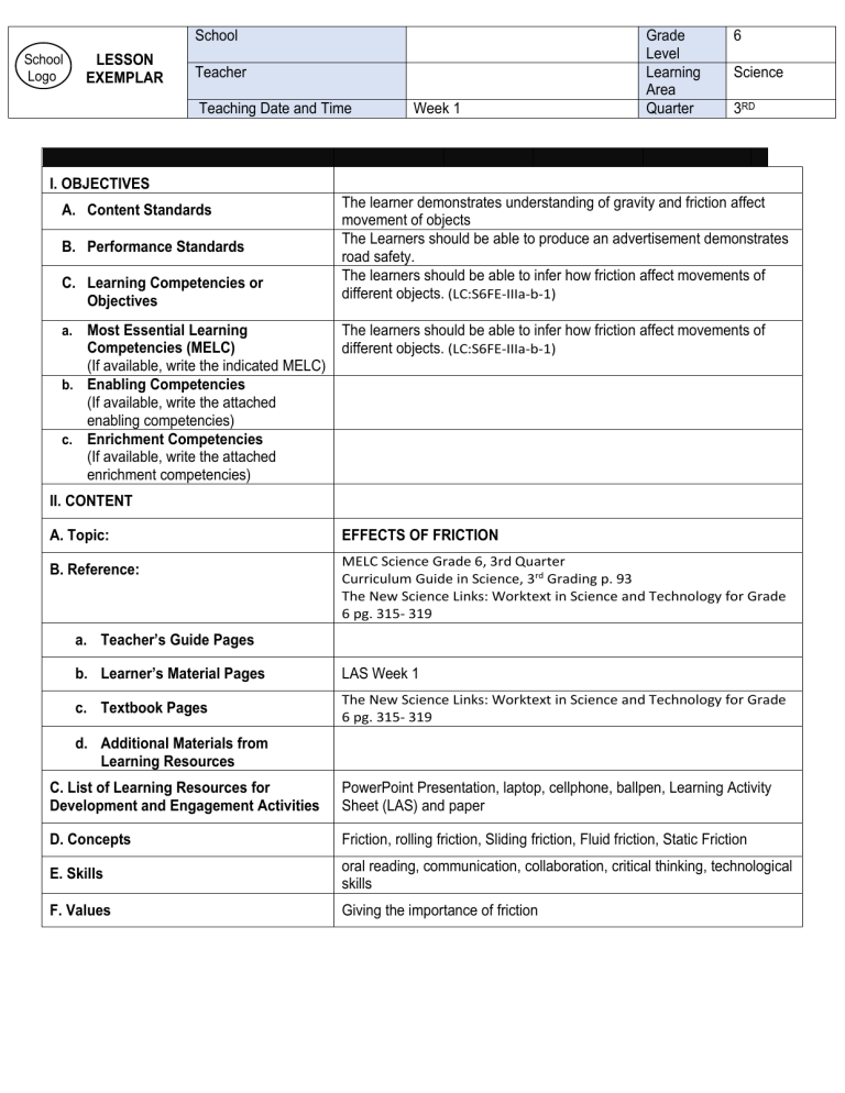Friction Lesson: Grade 6 Science - Effects & Activities