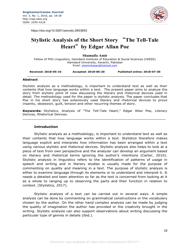 Stylistic Analysis of Poe's "The Tell-Tale Heart"