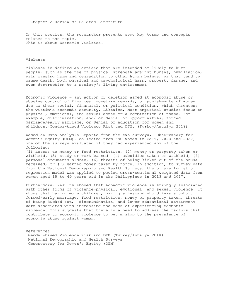 Economic Violence: Literature Review & Research