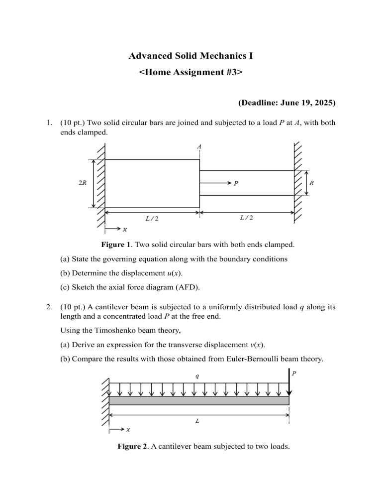 Advanced Solid Mechanics Assignment: Bars & Beams