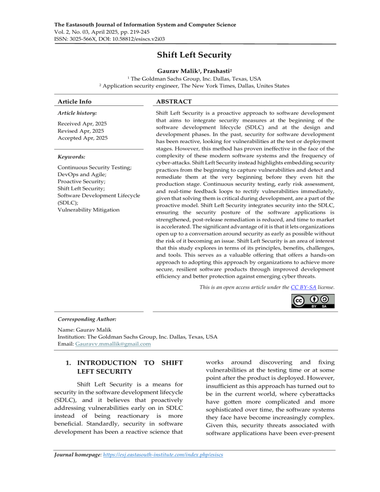 Shift Left Security: Principles, Benefits, and Implementation