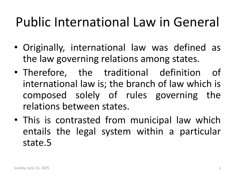 Public International Law: Origins & Development
