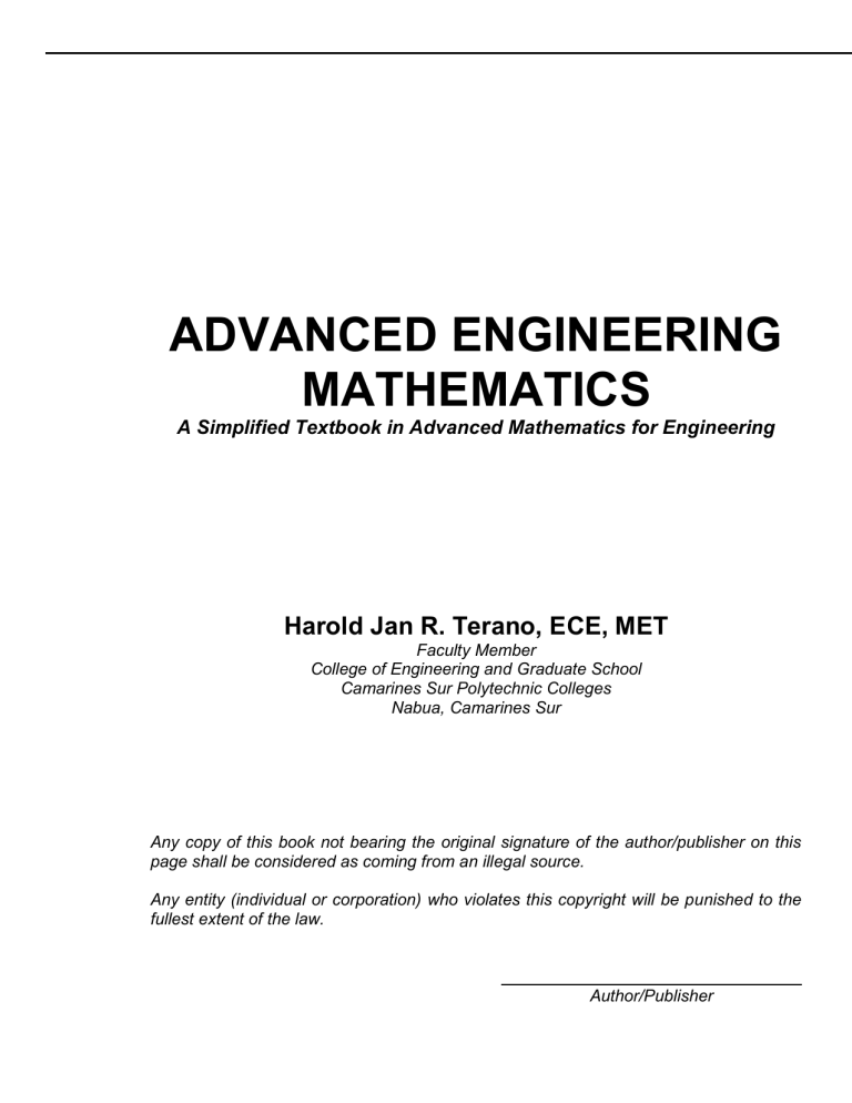 Advanced Engineering Mathematics Textbook