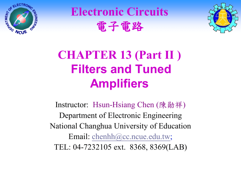 Filters and Tuned Amplifiers: Electronic Circuits