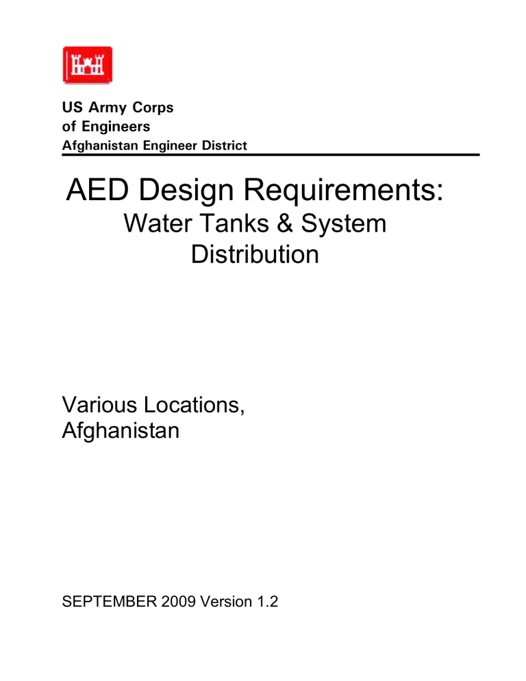 Water Tank & Distribution Design Requirements - Afghanistan