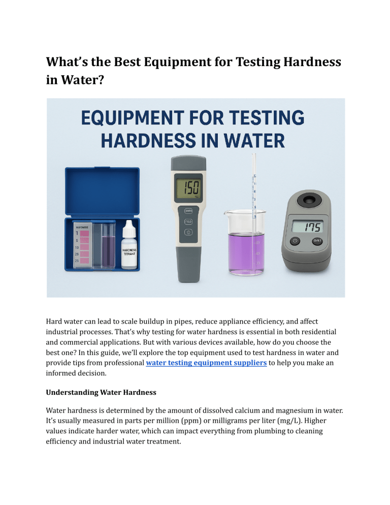 Water Hardness Testing: Equipment Guide & Supplier Tips