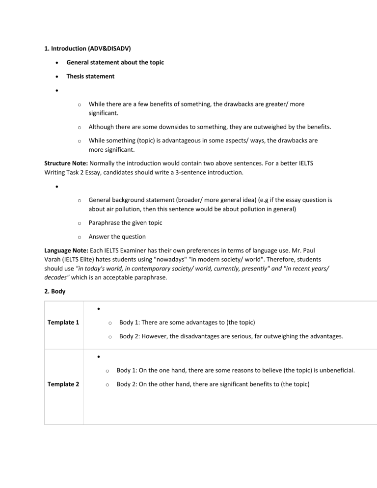 IELTS Essay Writing Guide: Templates & Structures