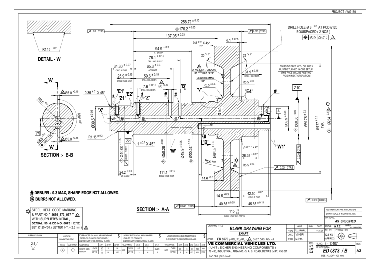 Shaft Engineering Drawing - Dimensions & Specs