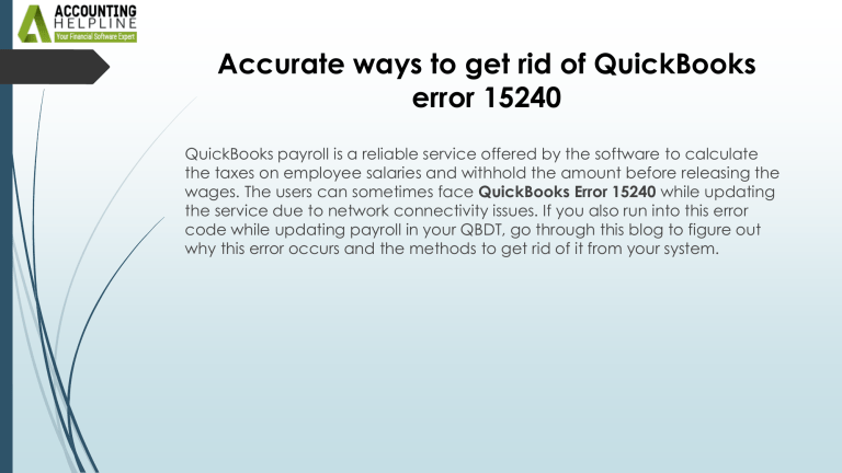 Fix QuickBooks Error 15240: Payroll Update Solutions