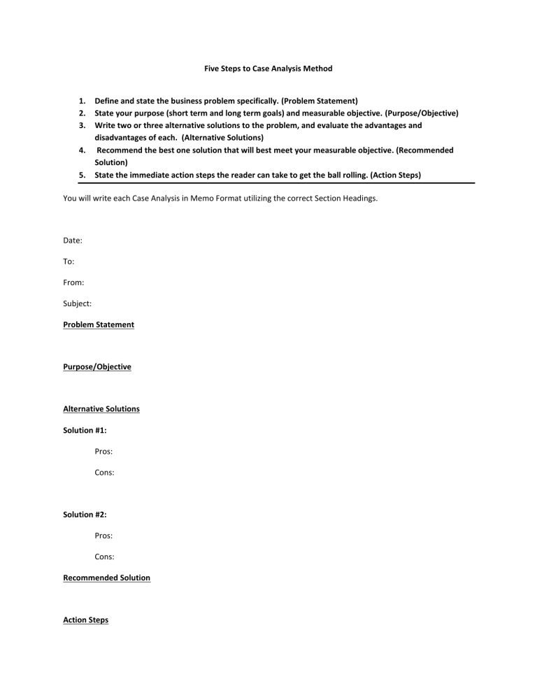 Case Analysis Method: 5 Steps & Memo Template