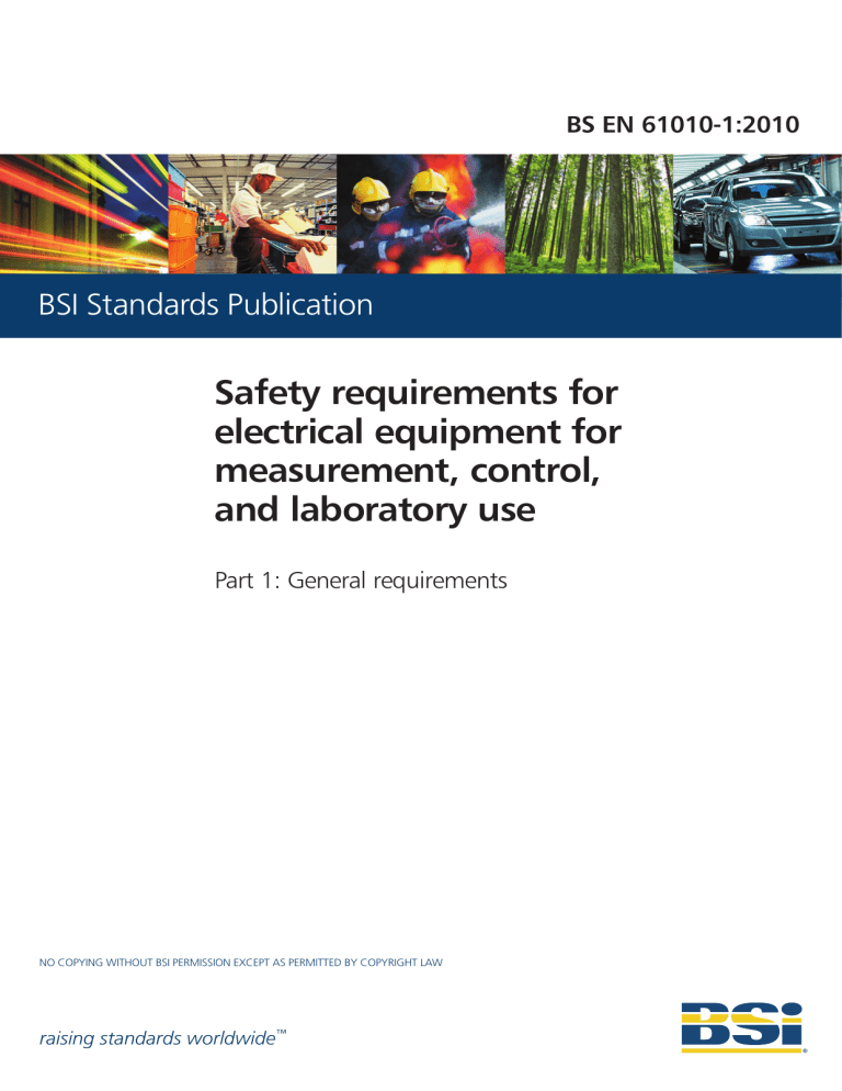 BS EN 61010-1:2010 - Electrical Equipment Safety Standard