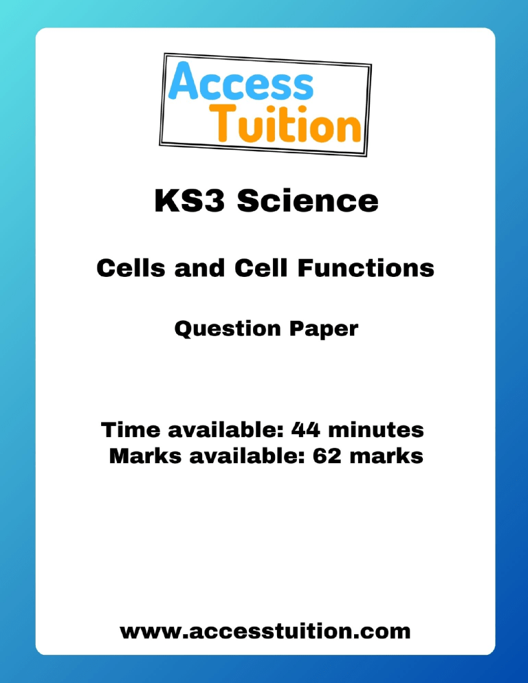 KS3 Science: Cells & Cell Functions Question Paper