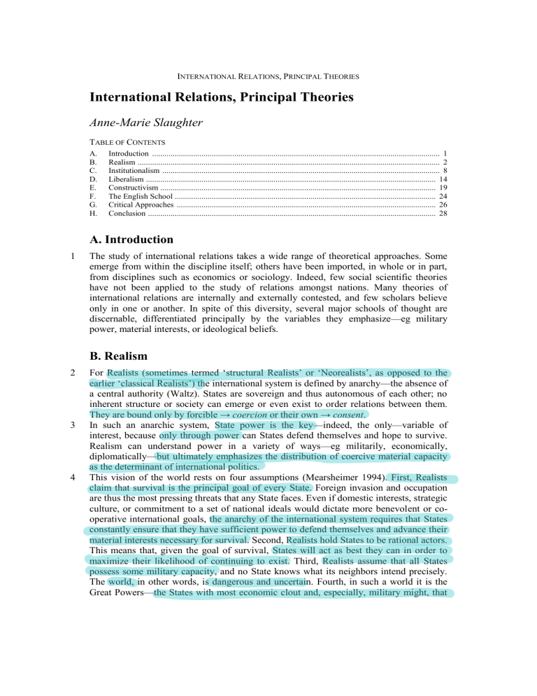 International Relations Theories: Realism, Liberalism, More