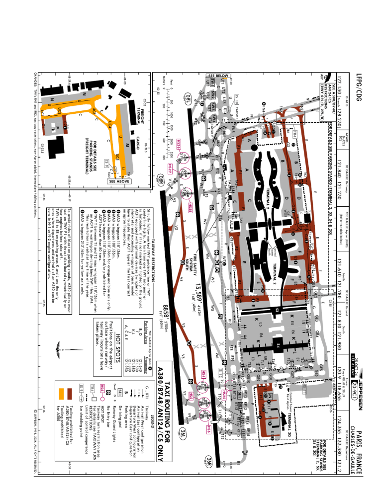CDG Airport Chart: A380/B748/AN124/C5 Taxi Routing