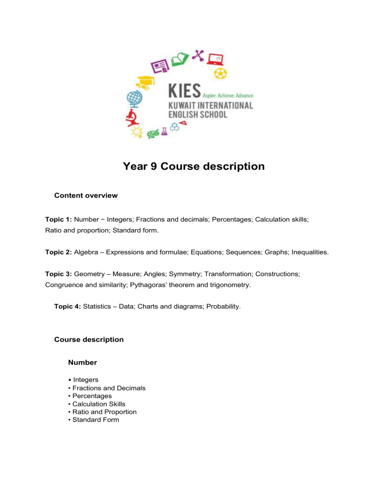 Year 9 Mathematics Course Description