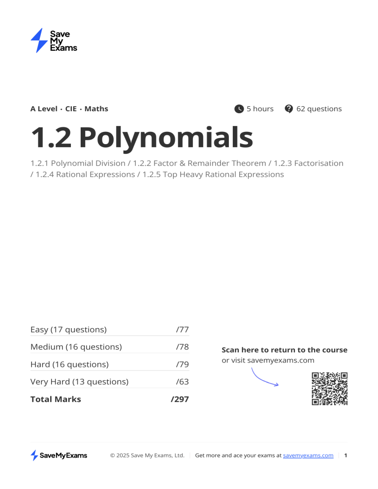 A Level CIE Maths: Polynomials Exam Questions
