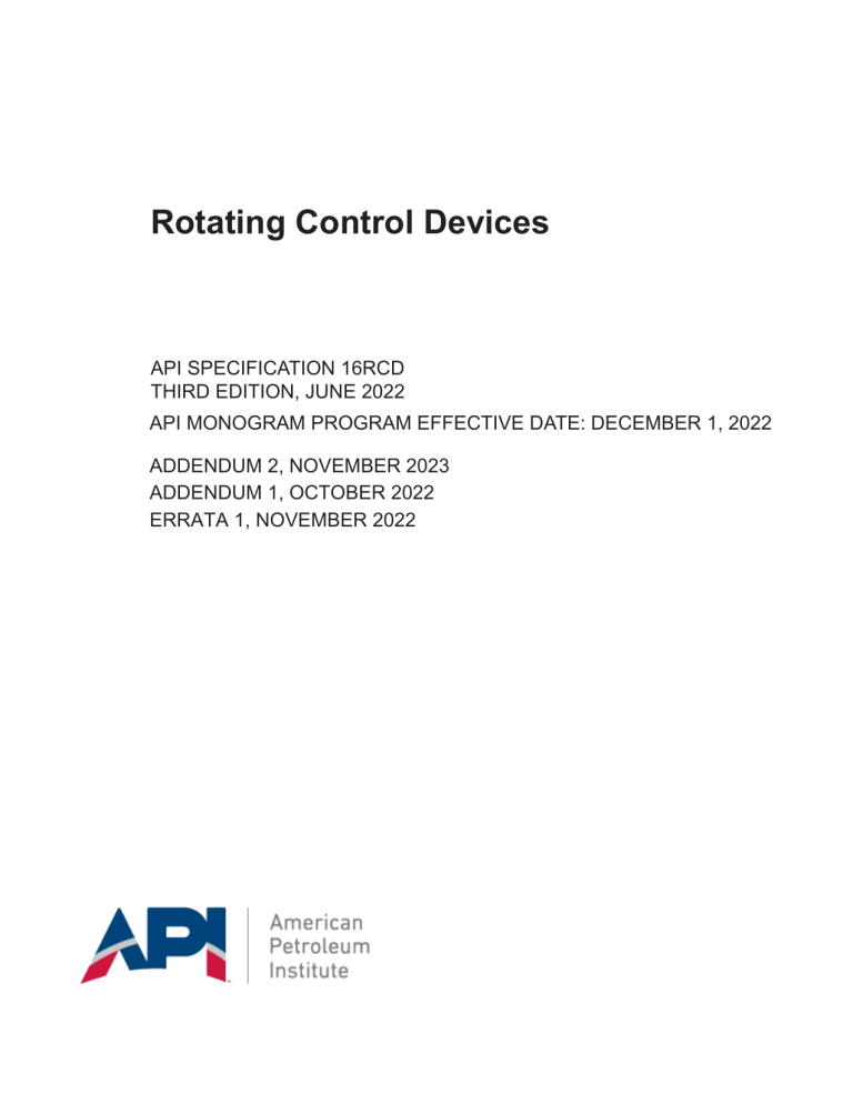 API 16RCD: Rotating Control Devices Specification