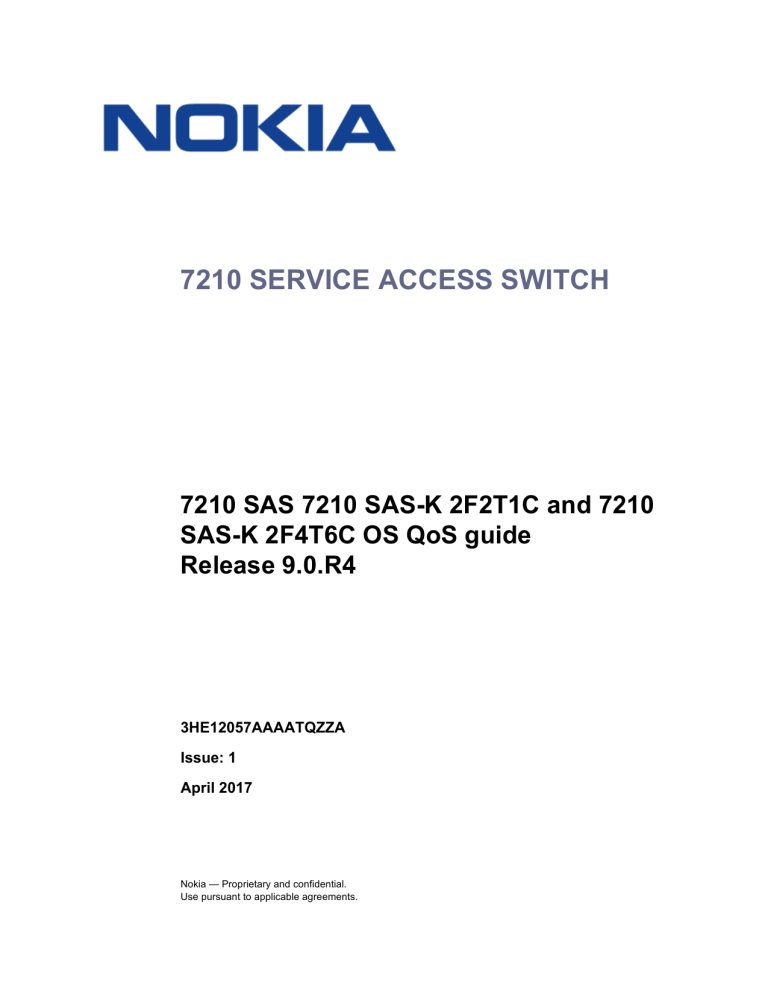 Nokia 7210 SAS QoS Guide: Configuration & Policies