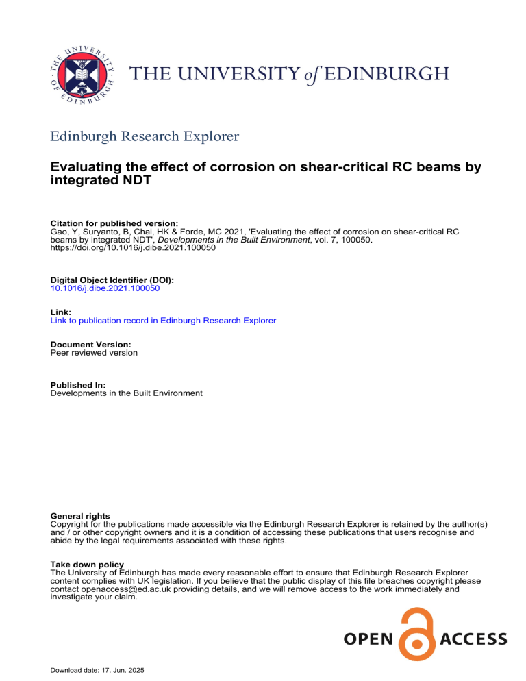Corrosion Effect On Rc Beams Integrated Ndt Evaluation