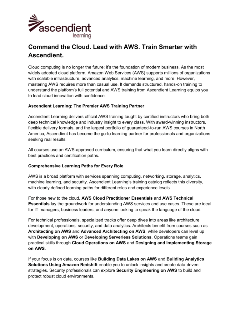 AWS Training: Command the Cloud with Ascendient Learning