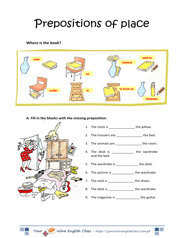 Prepositions of Place Worksheet for Kids