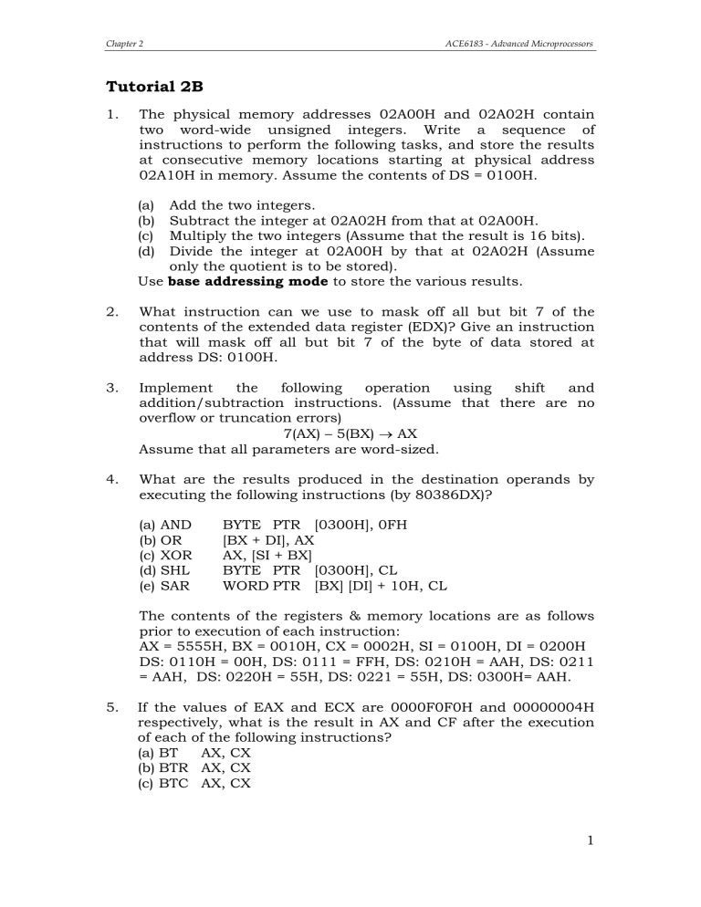 Advanced Microprocessors Assembly Tutorial