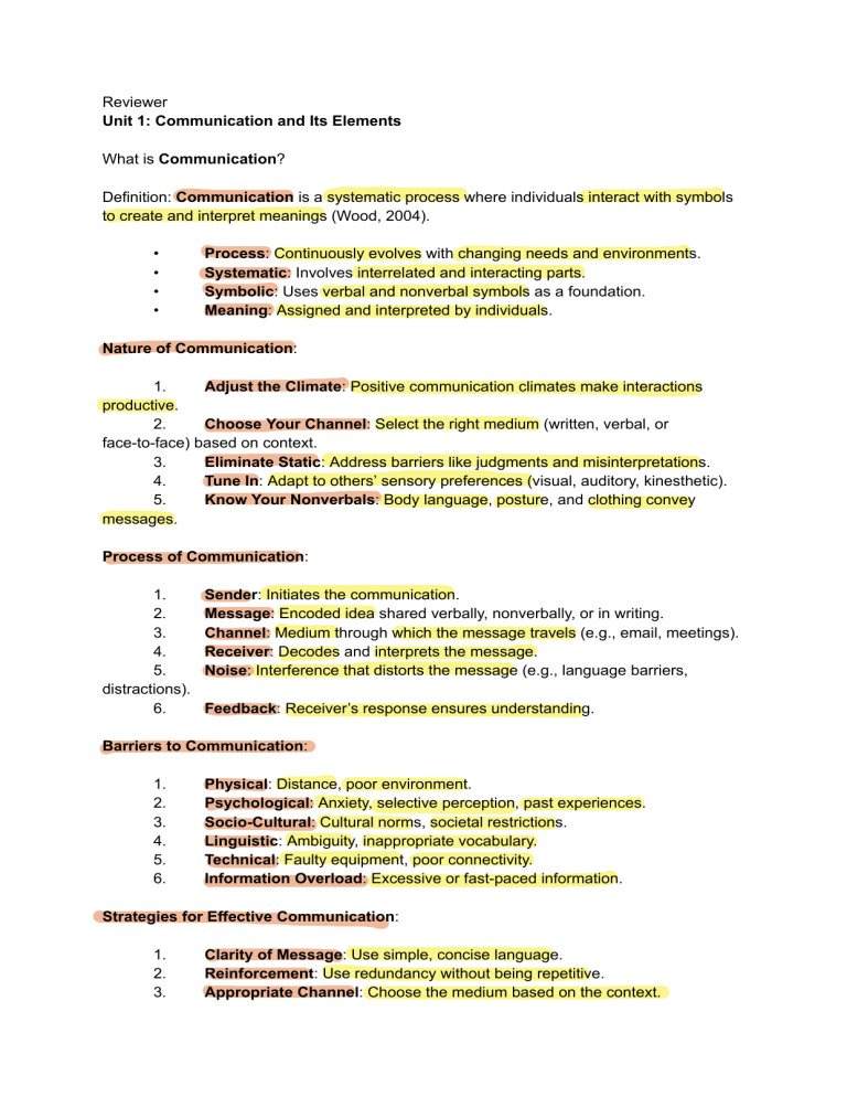 Communication Elements & Intercultural Communication Review