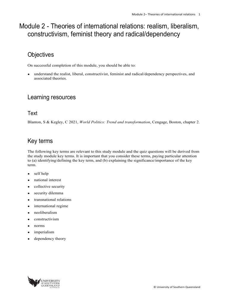 International Relations Theories: Realism, Liberalism, Constructivism