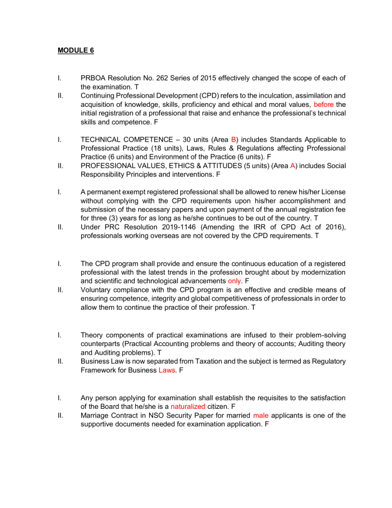 CPA Exam, CPD & Internal Auditing Module