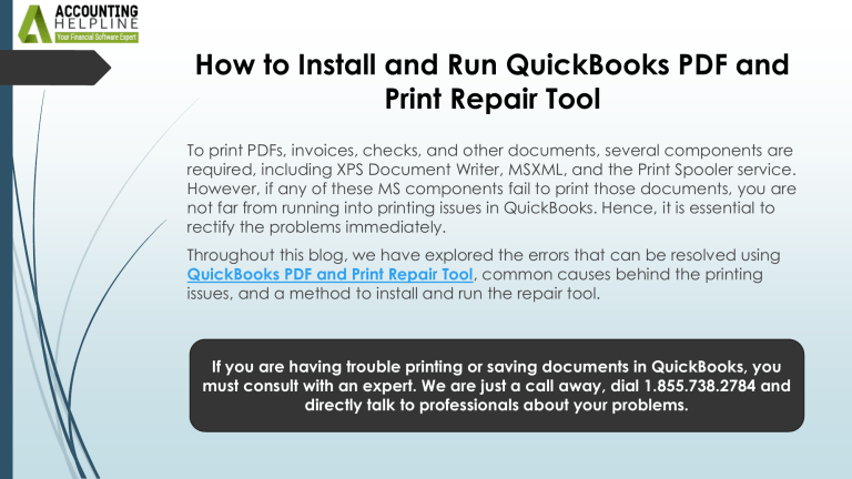 QuickBooks PDF & Print Repair Tool: Install & Fix Printing Issues