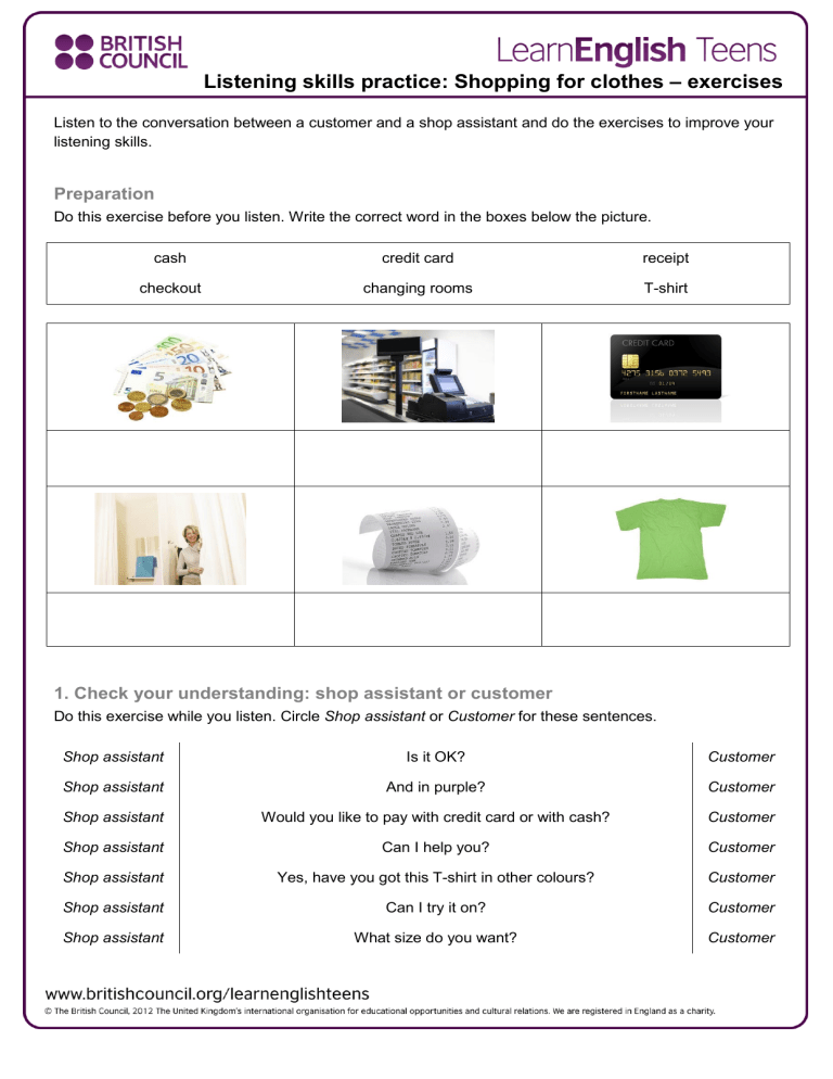 Shopping for Clothes: Listening Skills Practice
