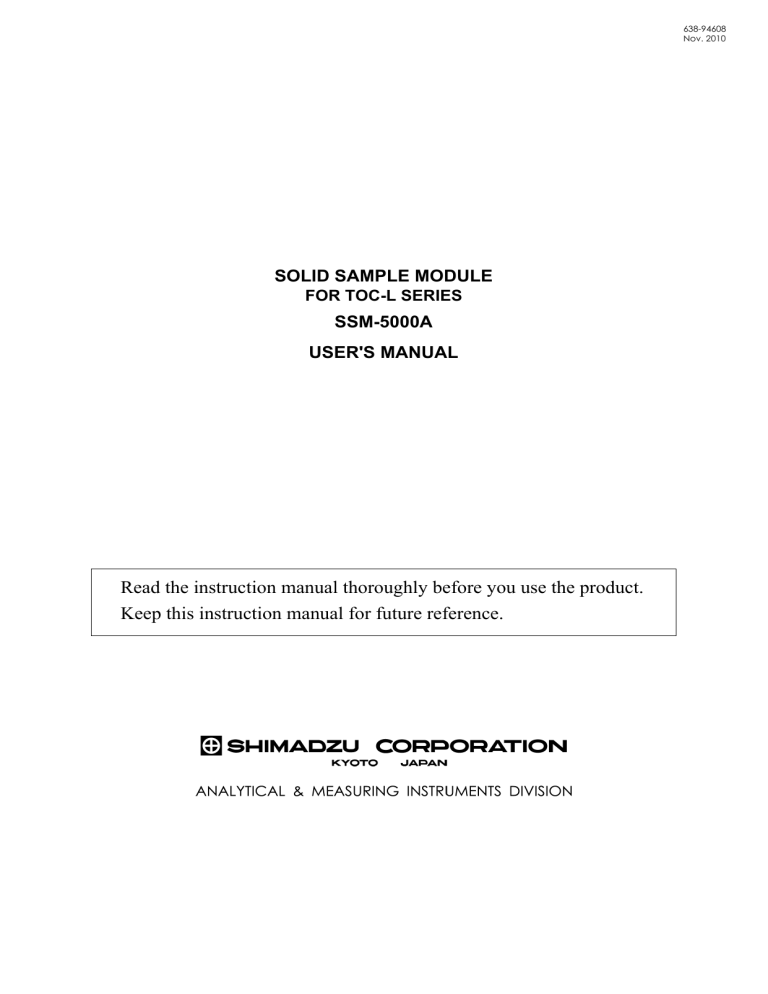 SSM-5000A Solid Sample Module User Manual