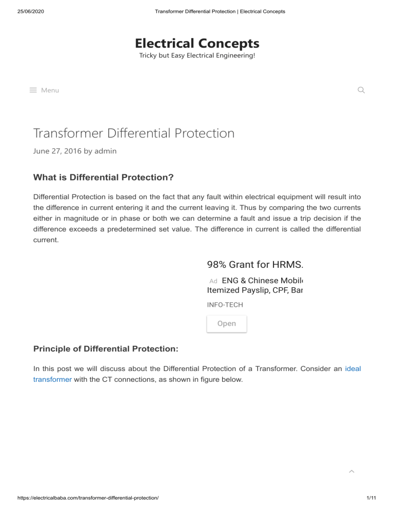 Transformer Differential Protection: Electrical Engineering Concepts