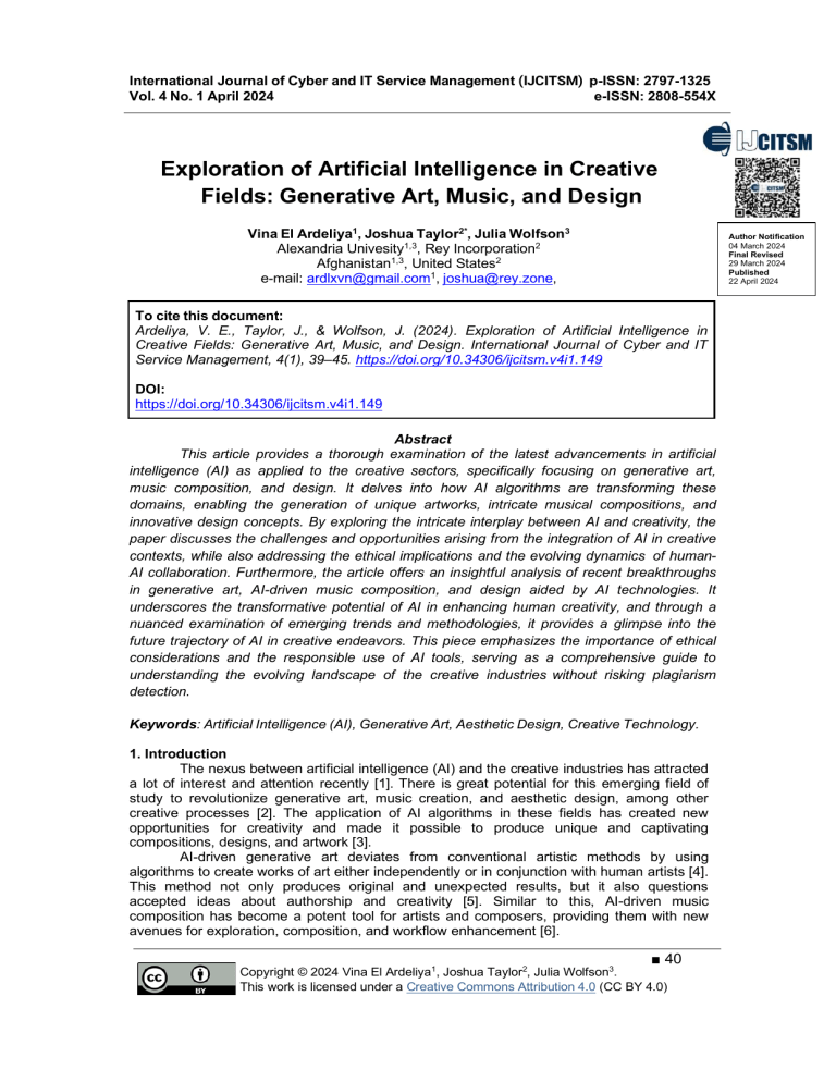 AI in Creative Fields: Generative Art, Music, Design