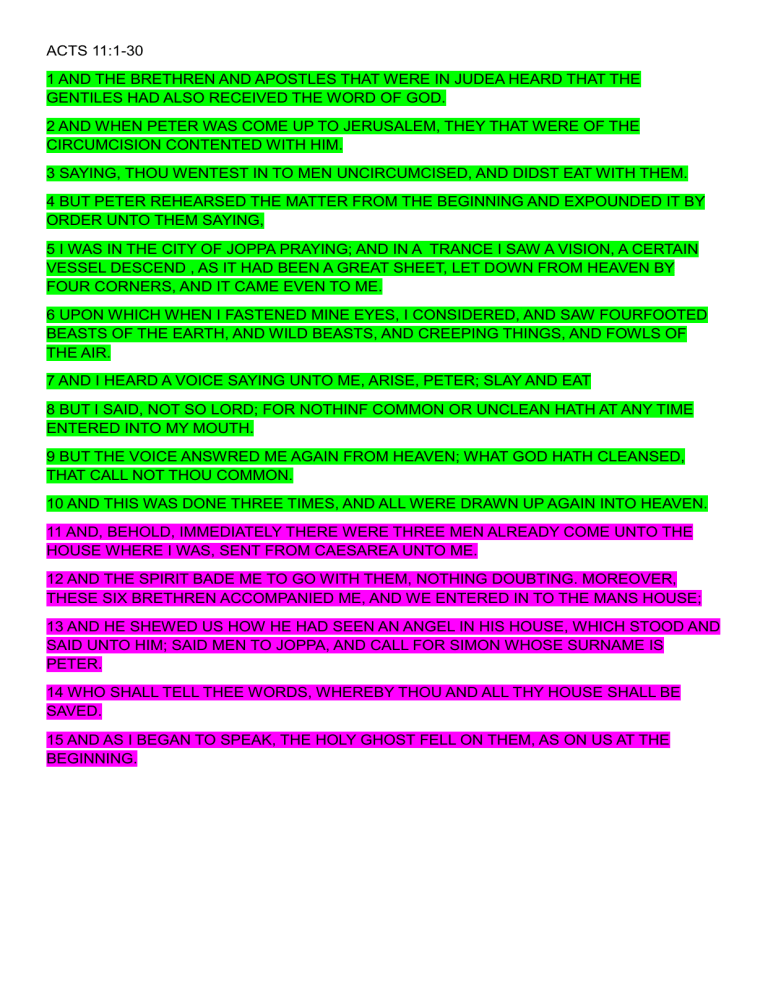 Acts 11: Peter and the Gentiles - Bible Passage