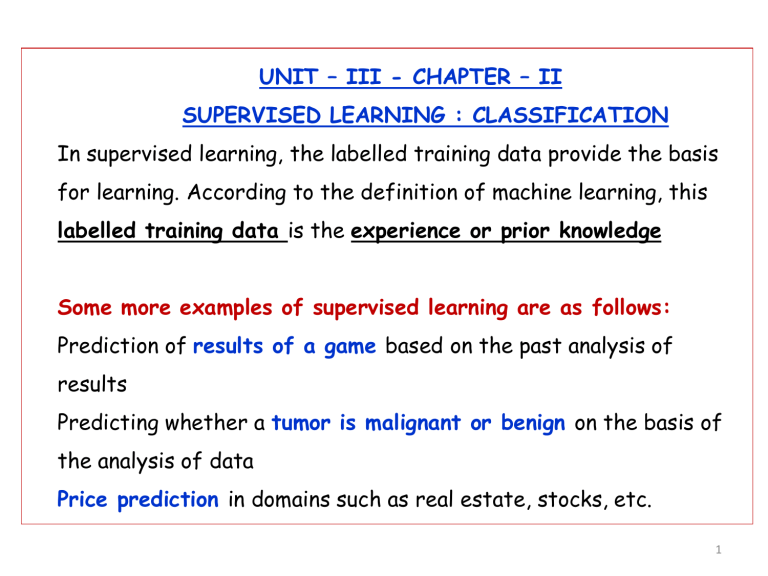 Supervised Learning: Classification Models & Algorithms