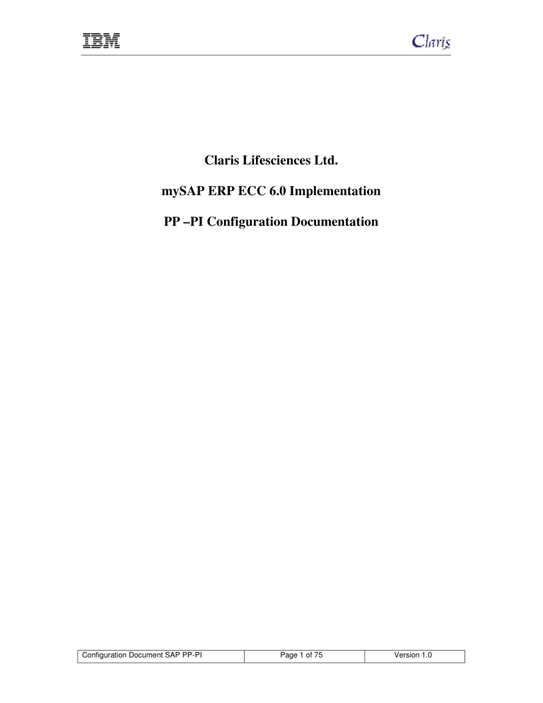 SAP PP-PI Configuration Guide: ECC 6.0 Implementation