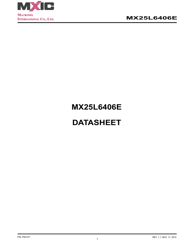MX25L6406E 64-Mbit Serial Flash Memory Datasheet