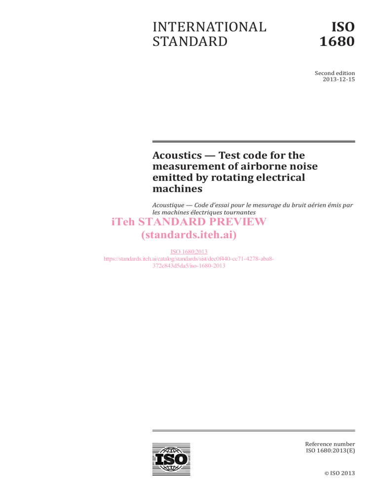 ISO 1680: Acoustics - Noise Measurement for Rotating Electrical Machines