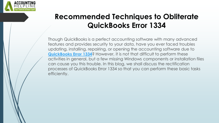 Fix QuickBooks Error 1334: Troubleshooting Guide