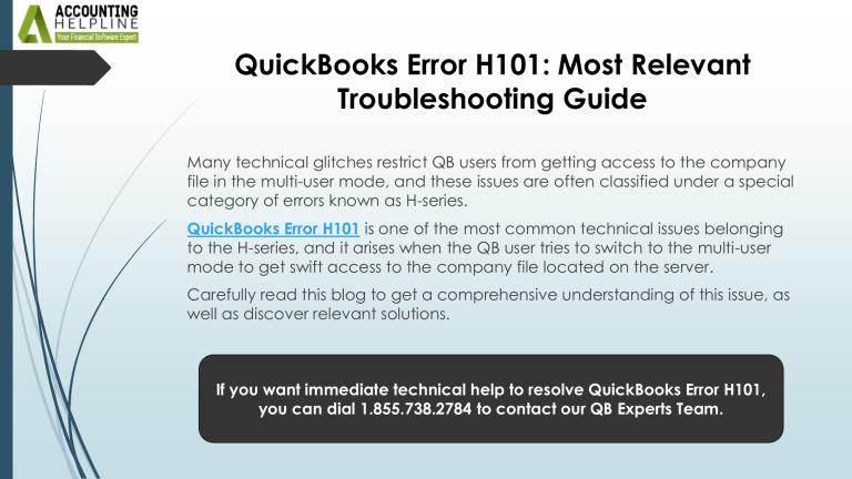 QuickBooks Error H101: Troubleshooting Guide