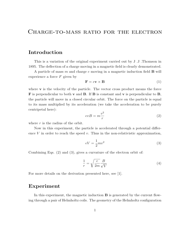 Electron Charge-to-Mass Ratio Experiment: Lab Manual