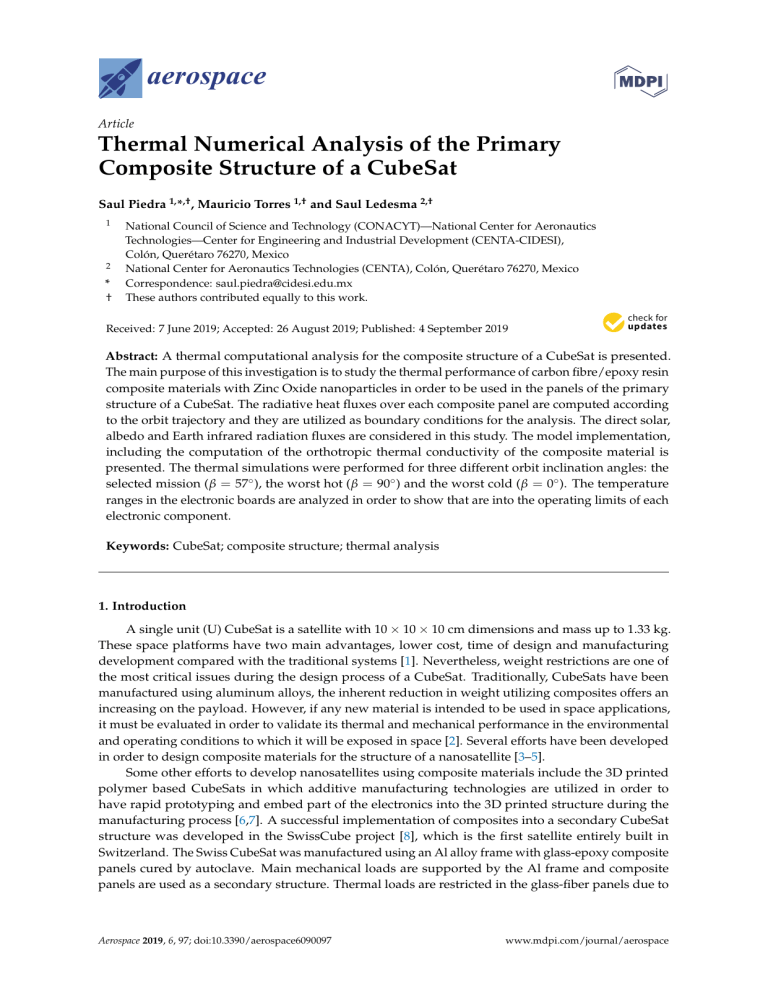CubeSat Composite Structure Thermal Analysis