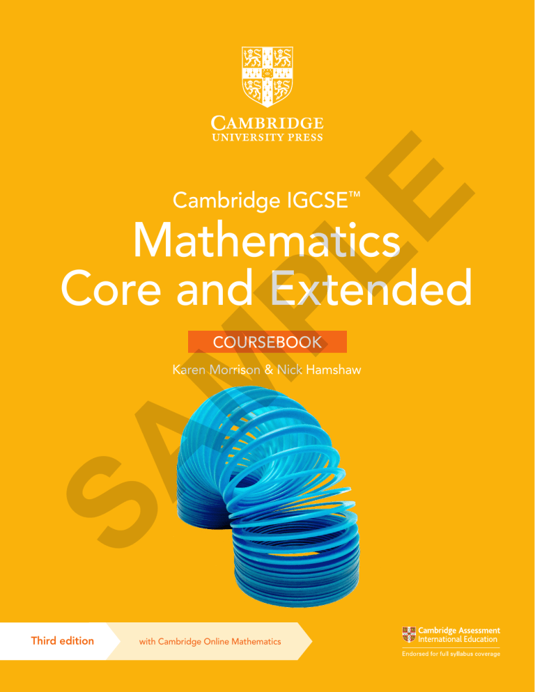 Cambridge IGCSE Mathematics: Core & Extended Coursebook