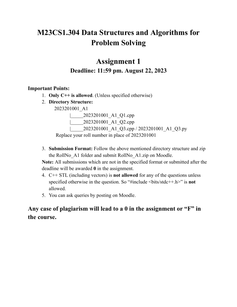 Data Structures & Algorithms Assignment 1
